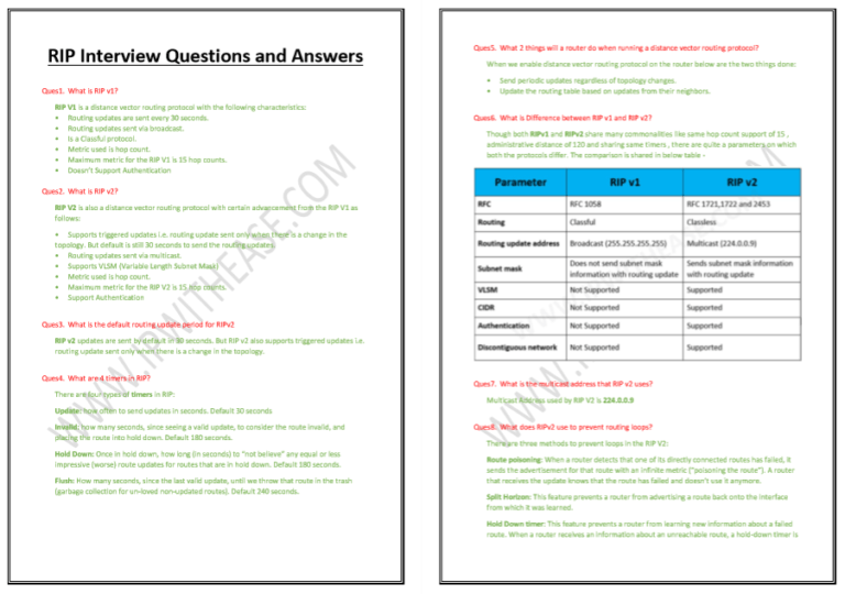 RIP Interview Questions & Answers - IP With Ease