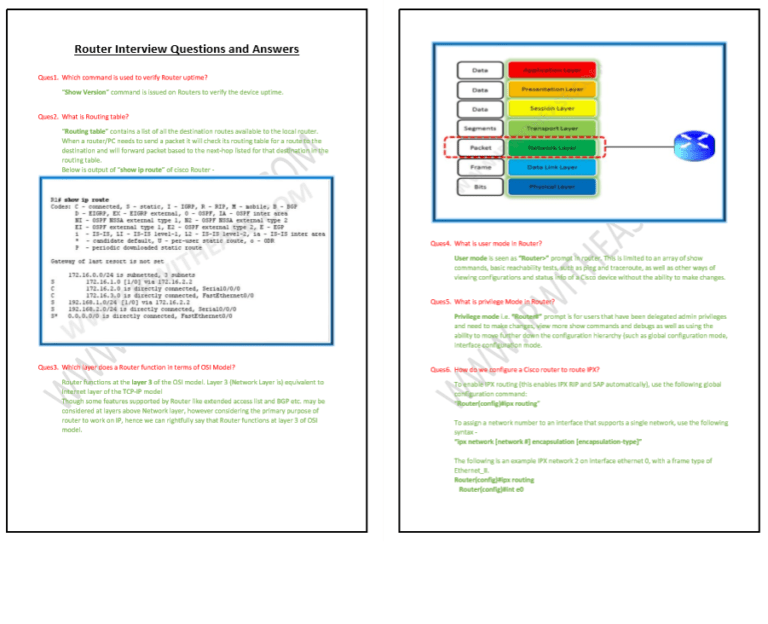Routing Interview Questions & Answers - IP With Ease
