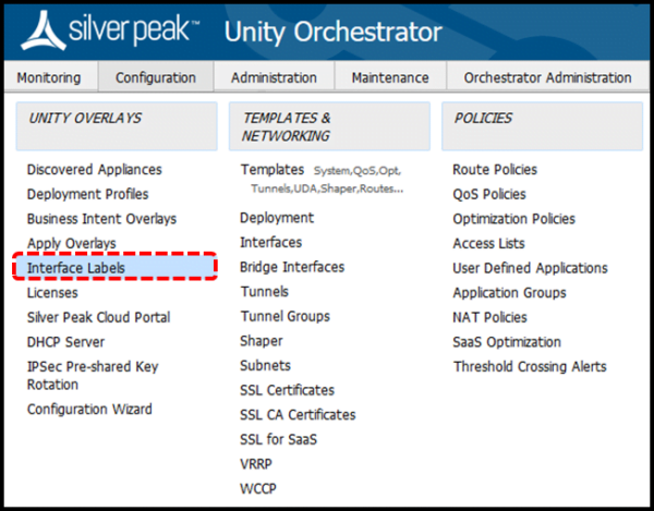 Interface "Label" Types in Silver peak EdgeConnect - IP With Ease
