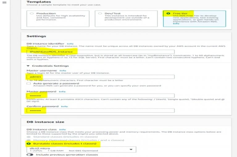 AWS RDS Instance Creation - IP With Ease
